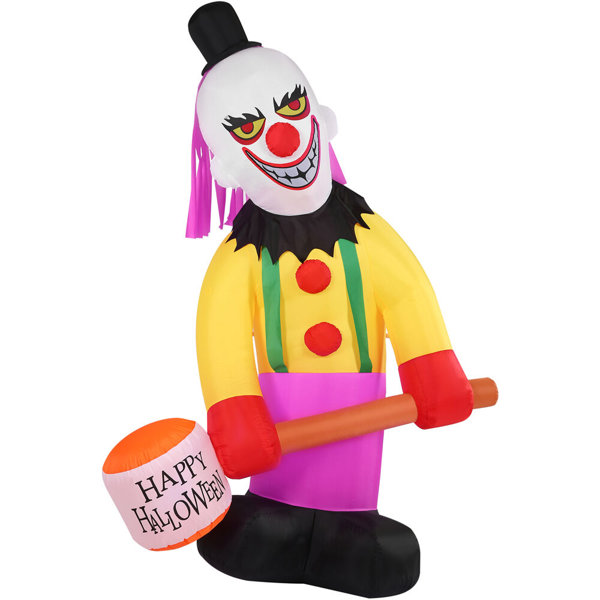Haunted Hill Farm 8-Ft Tall Clown Blow Up Inflatable Yard Decor with ...