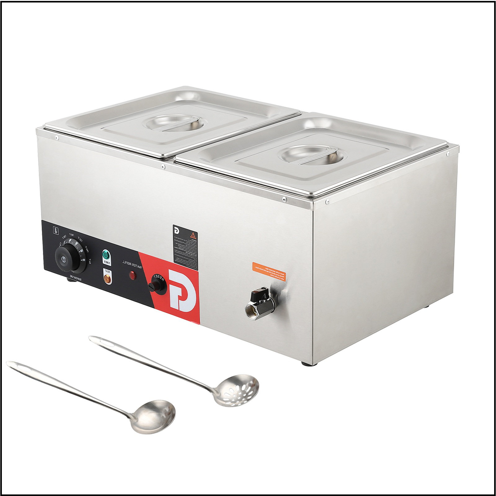 babevy 2-pan Commercial Food Warmer, 2x10.5qt Electric Steam Table ...