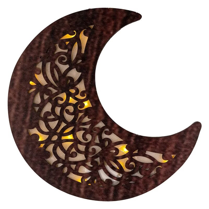 Red Barrel Studio® LED Solid Wood Moon Phase Wall Art Hanging, Boho ...