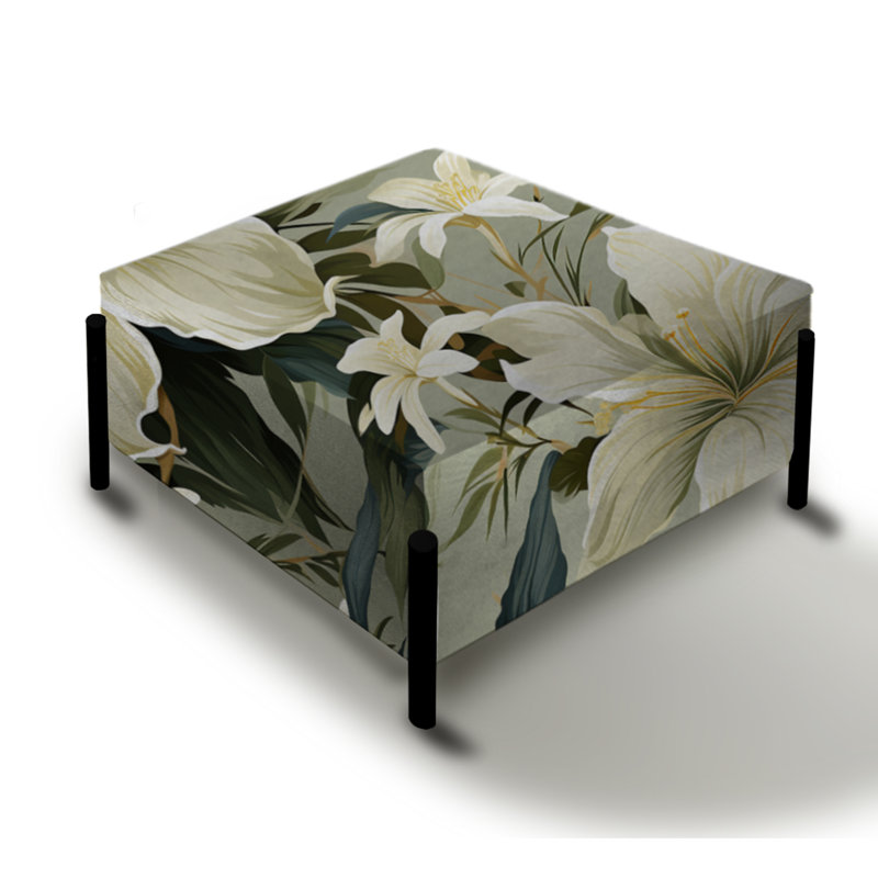 Design Art Neutral Zen Tropical Pattern - Tropical Large Square Ottoman ...