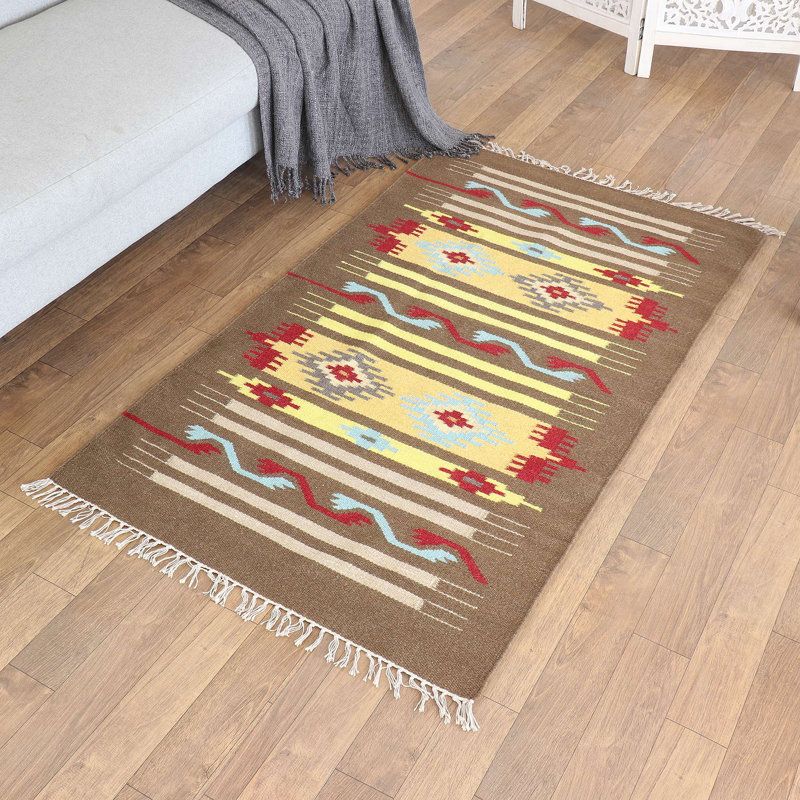 Foundry Select Handmade Sinuous Brown Wool Area Rug (3X5) | Wayfair
