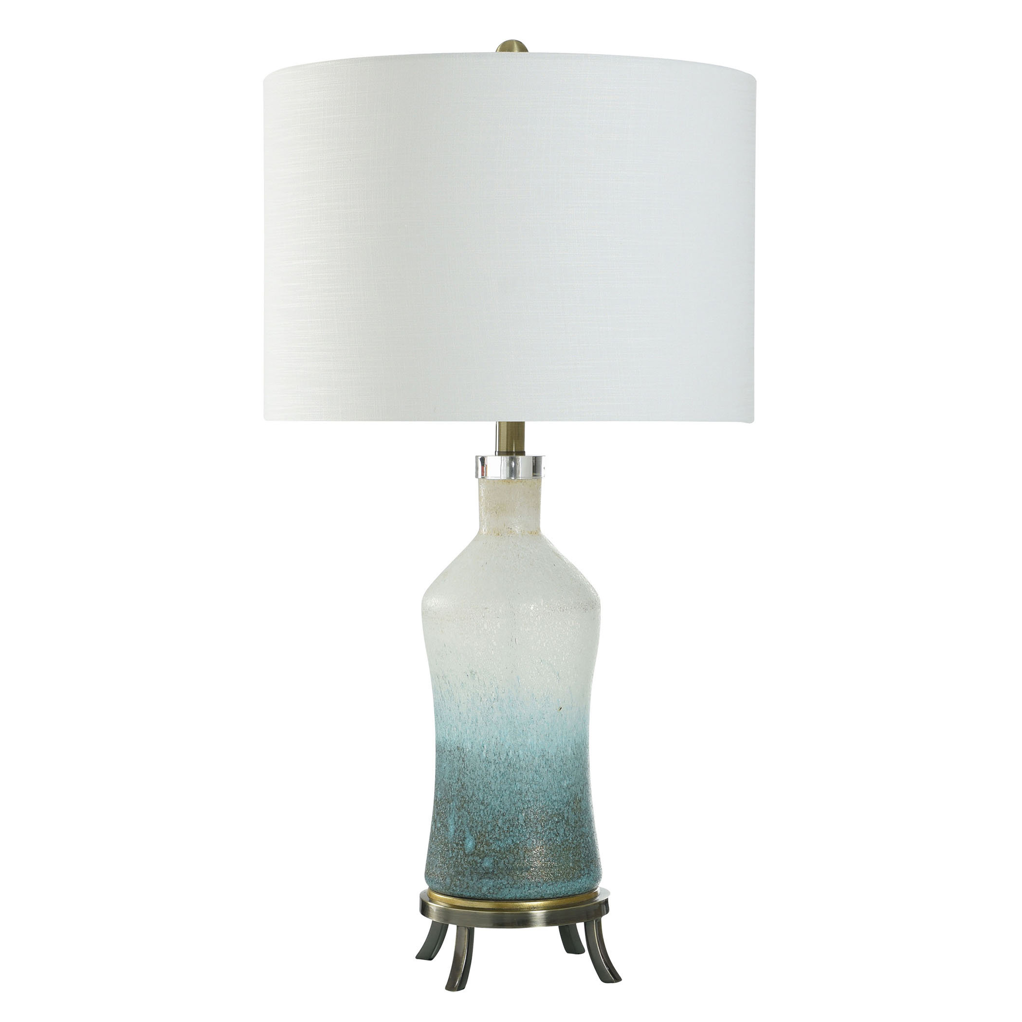 StyleCraft Home Blue Bows - Glass Table Lamp - White Shade | Wayfair