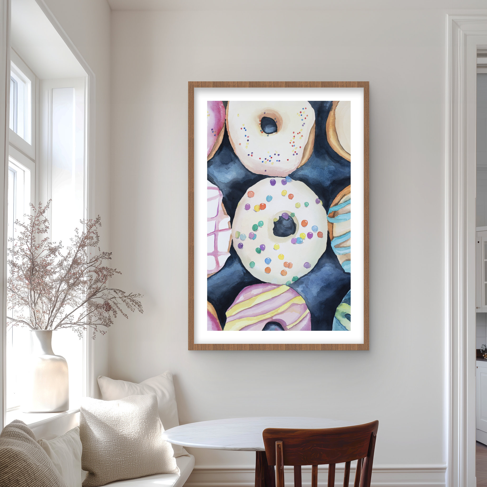 Lark Manor™ Watercolor Delicious Looking Doughnuts | Pink Framed Print ...
