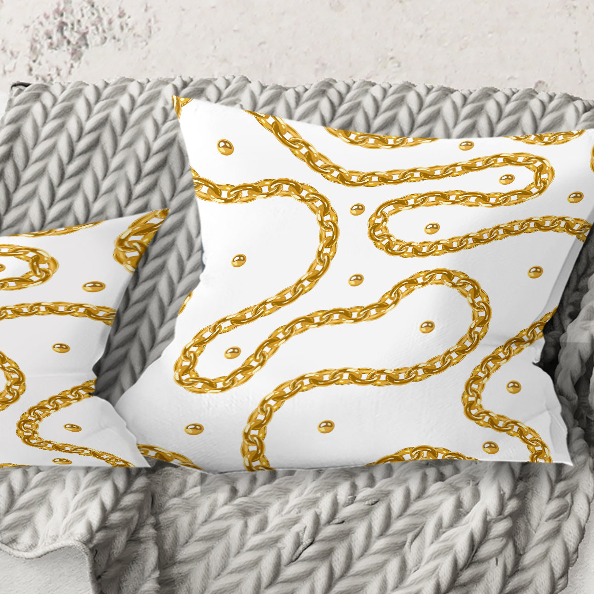 Design Art Golden Chain Necklace - Mid-Century ModernPrinted Throw ...