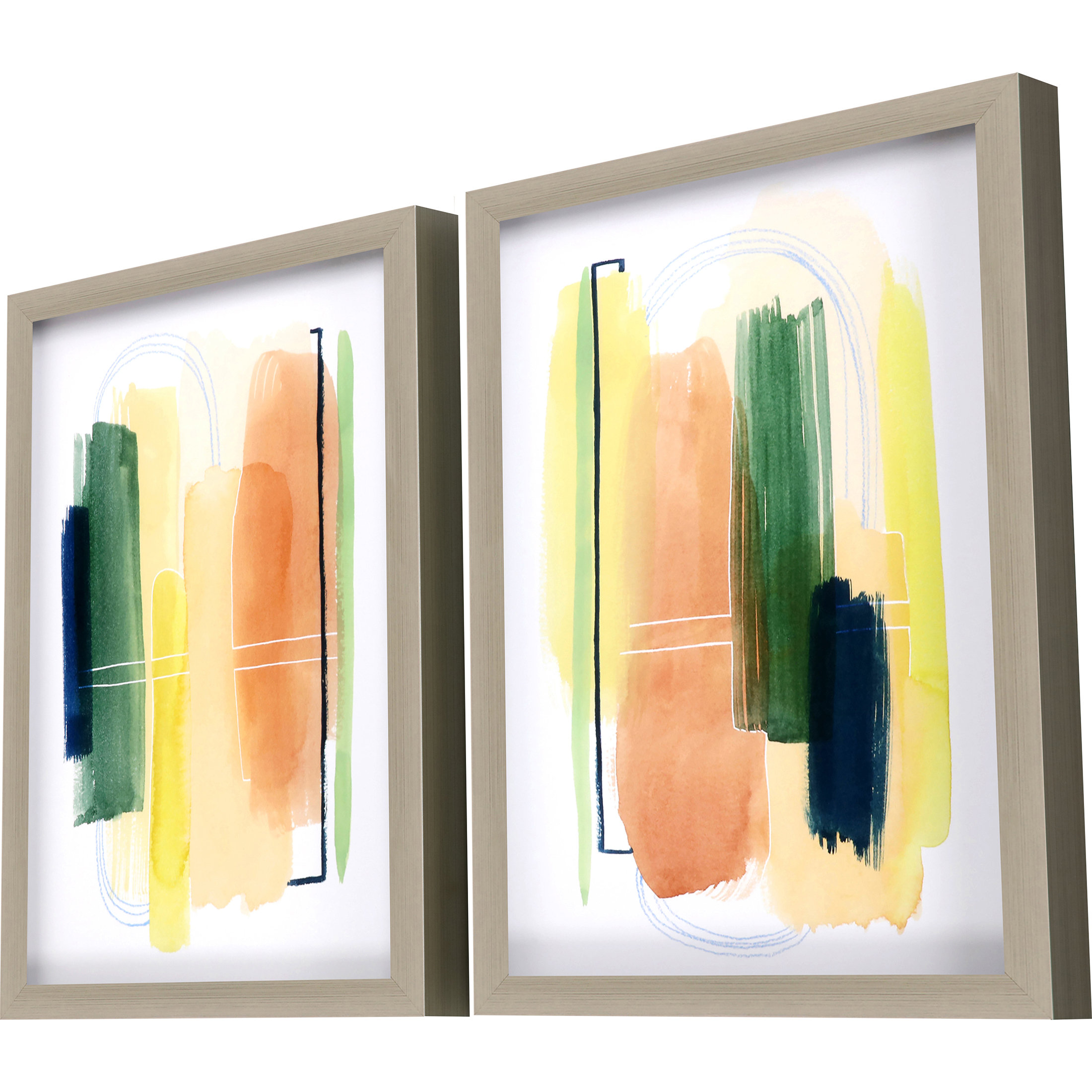 Paragon " Happy Shapes S/2 " by Popp 2 - Pieces Painting Print ...