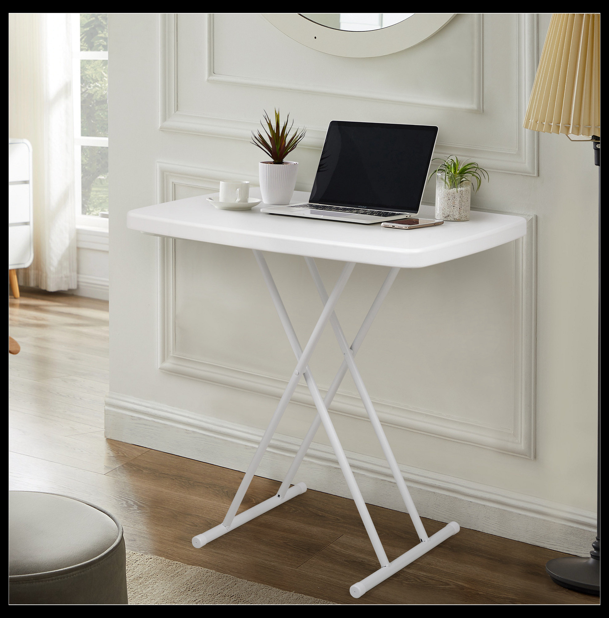 Inbox Zero Folding Table Writing Desk with Adjustable Height for Study ...