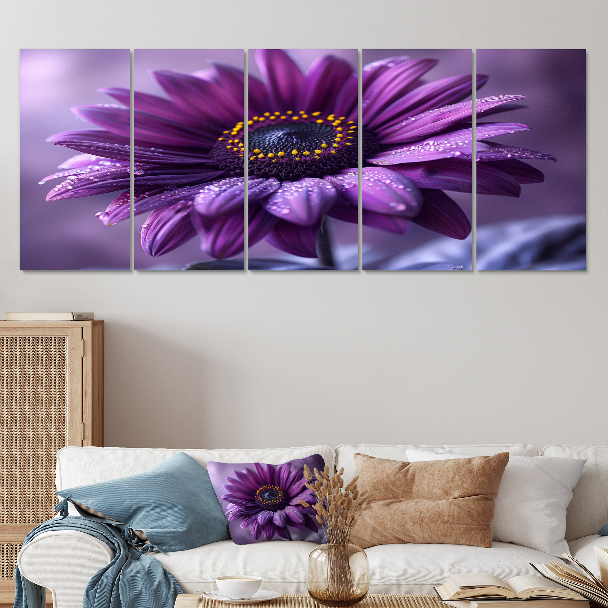Ebern Designs Modern Purple Sunflower Fusion II - Sunflowers Canvas ...