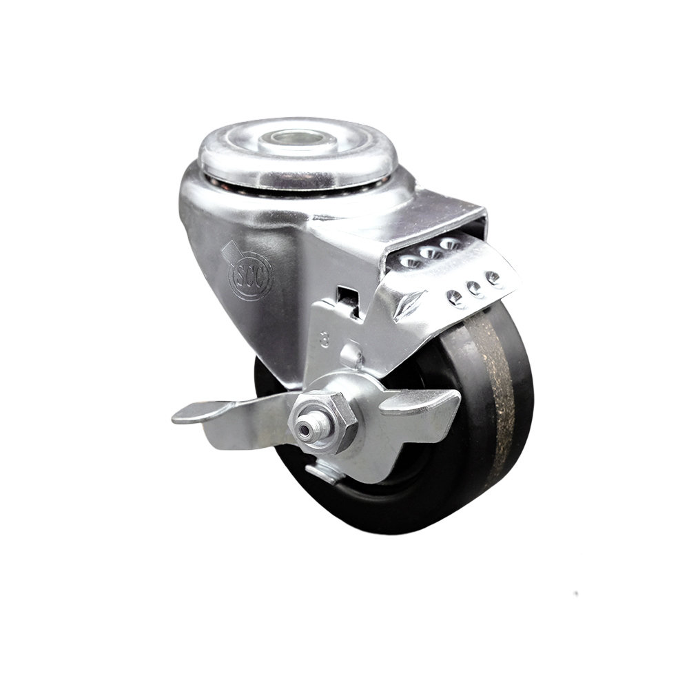 Service Caster SS Phenolic Wheel Swivel Bolt Hole Caster with Brake ...
