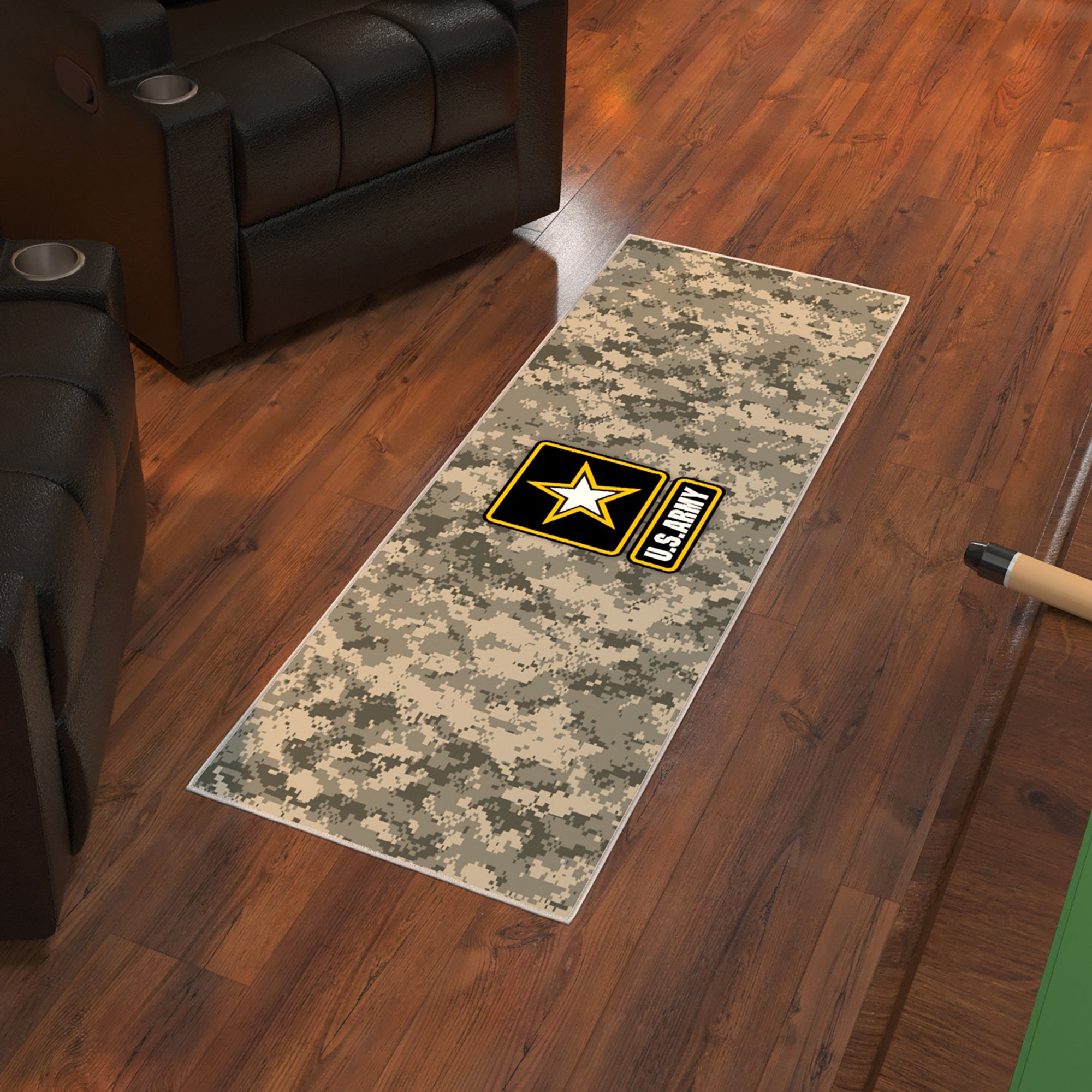 Ottomanson US Army Logo Camo Non-Slip Runner Rug For Man Cave, Bedroom ...