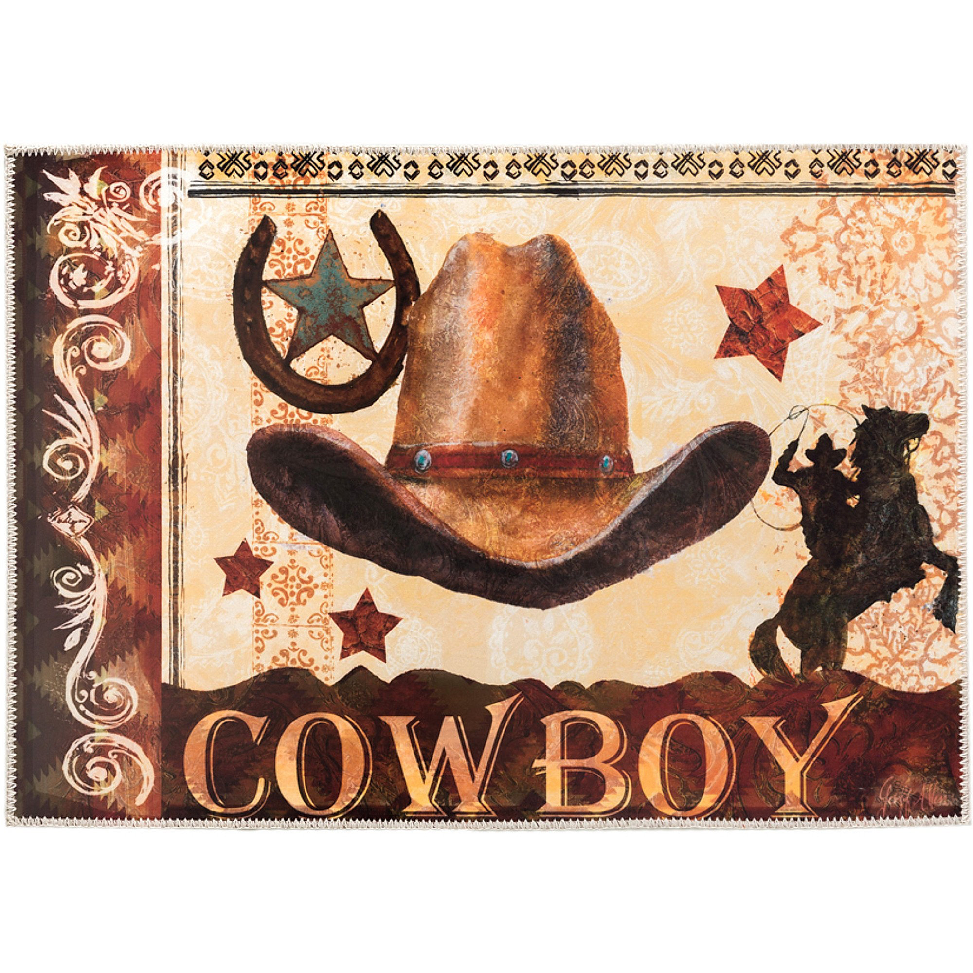 Union Rustic Cowboy Hat Olivia's Home Accent Washable Rug 22" X 32 ...