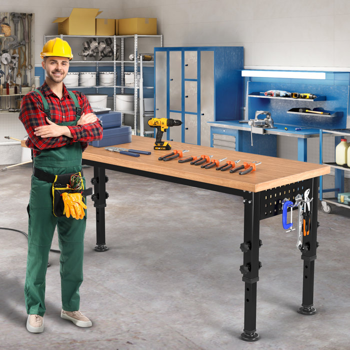 WFX Utility™ Manufactured Wood Top Height-Adjustable Workbench with ...