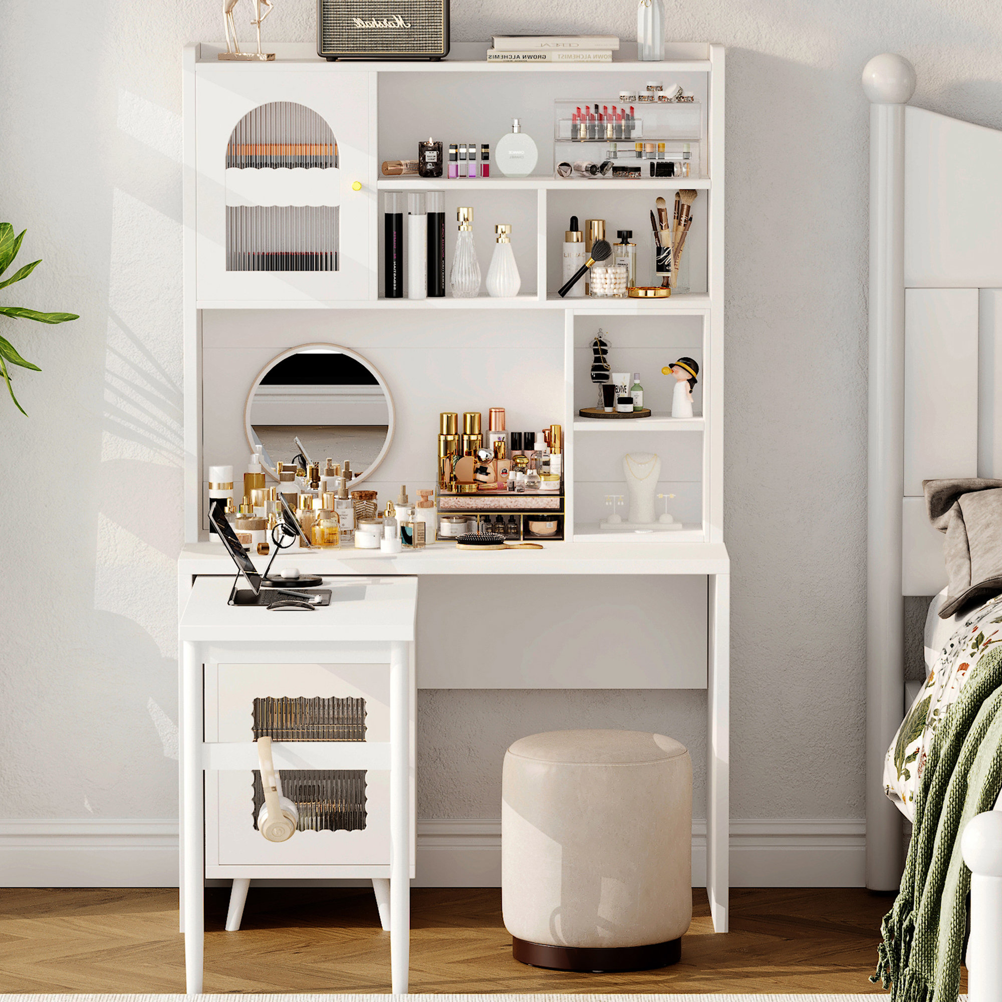 Latitude Run® L-Shaped Computer Desk With Rotating Desktop | Wayfair