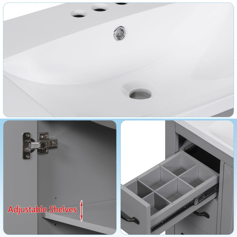 Winston Porter Raedon 36'' Single Bathroom Vanity with Ceramic Top ...