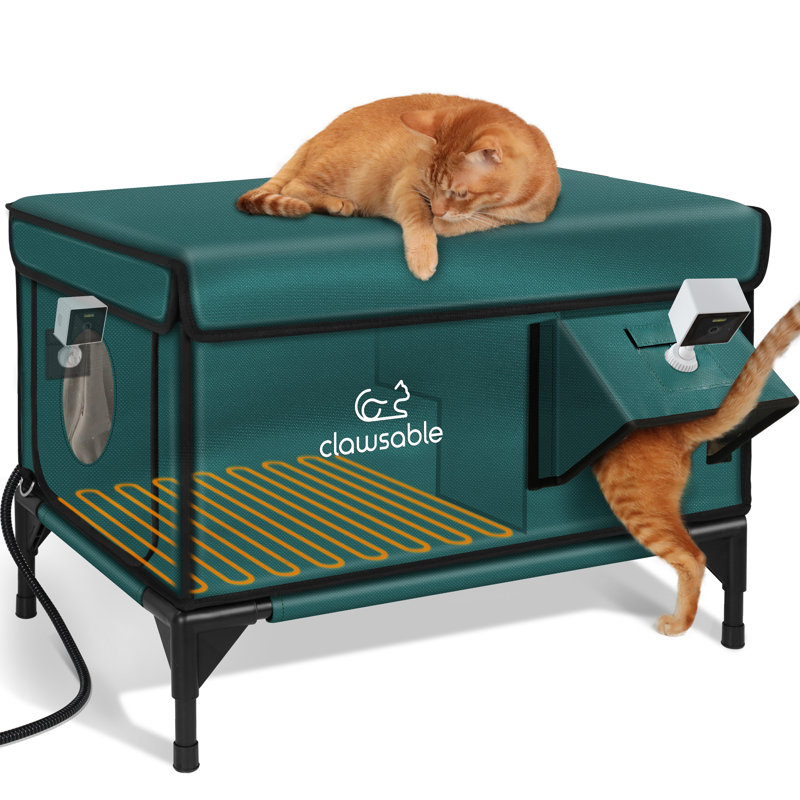 Clawsable Elevated Outdoor Heated Cat House With Built In Camera ...