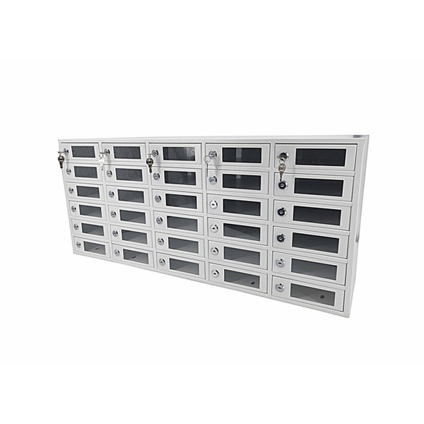 FixtureDisplays 30-Slot Cell Phone Storage Station Lockers Clear Window ...