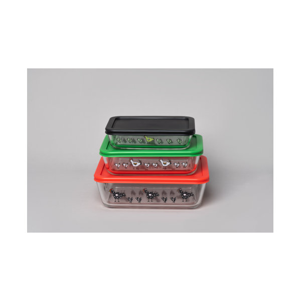 GENICOOK Rectangular Borosilicate Glass Nesting Container Set With Snap ...