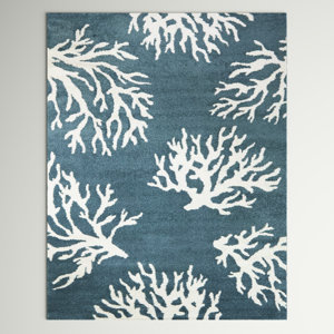 Sand & Stable Boca Performance White/Blue Rug & Reviews | Wayfair