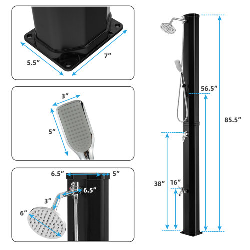 Costway 85.5" H Solar Powered PVC Freestanding Outdoor Shower & Reviews ...
