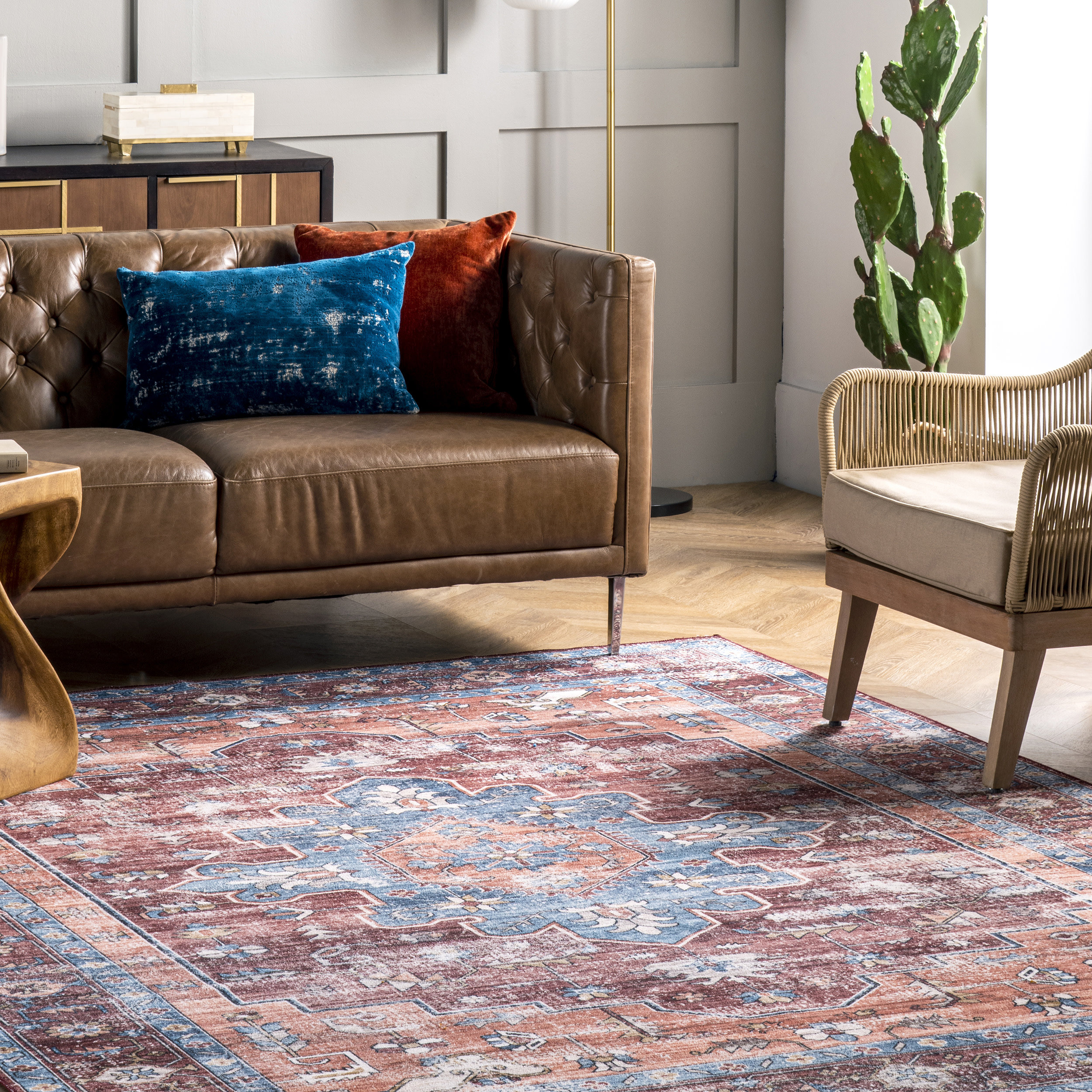 Bungalow Rose Zena Medallion Machine Washable Runner Rug for Living ...