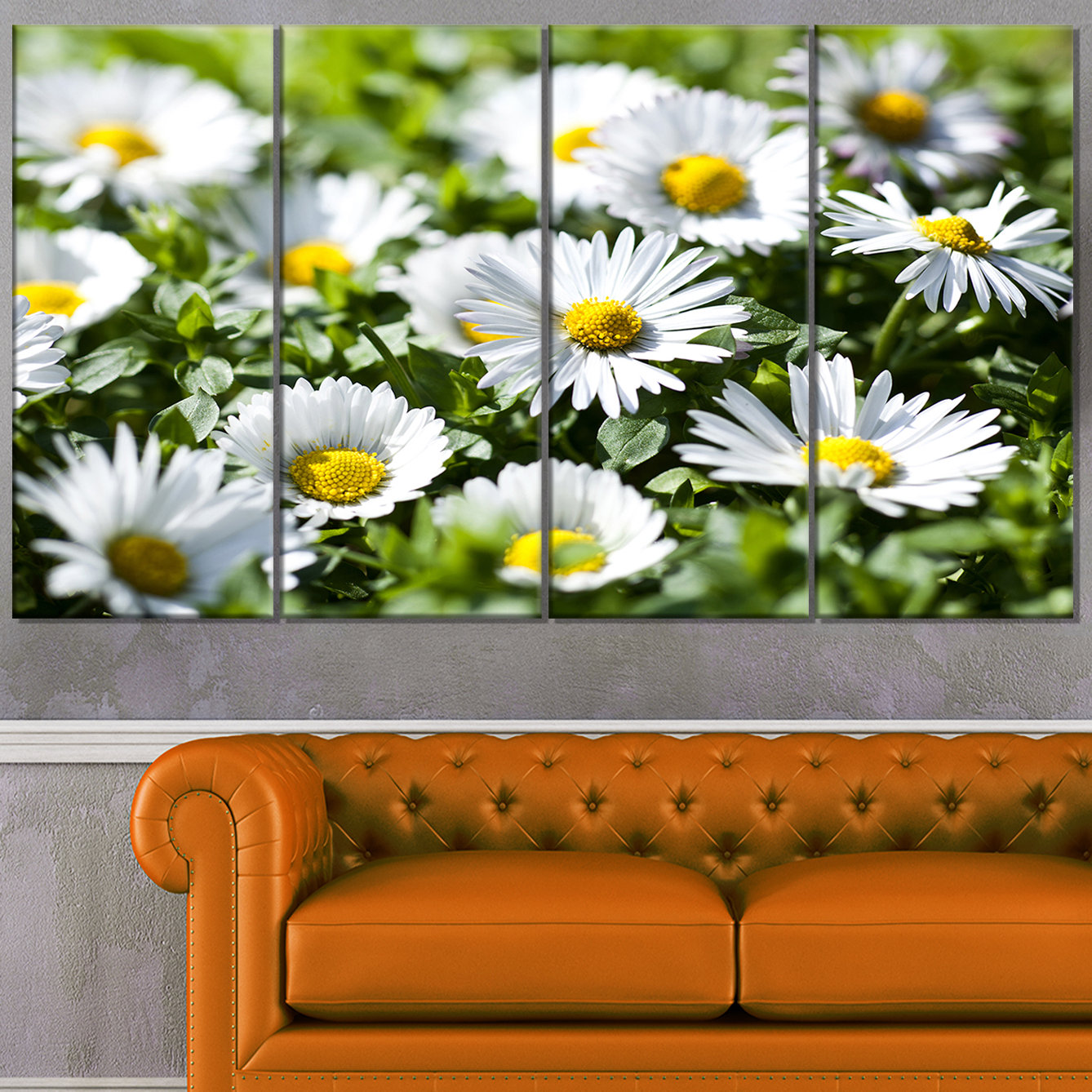 Design Art 'Spring Background with White Flowers' 4 Piece Photographic ...