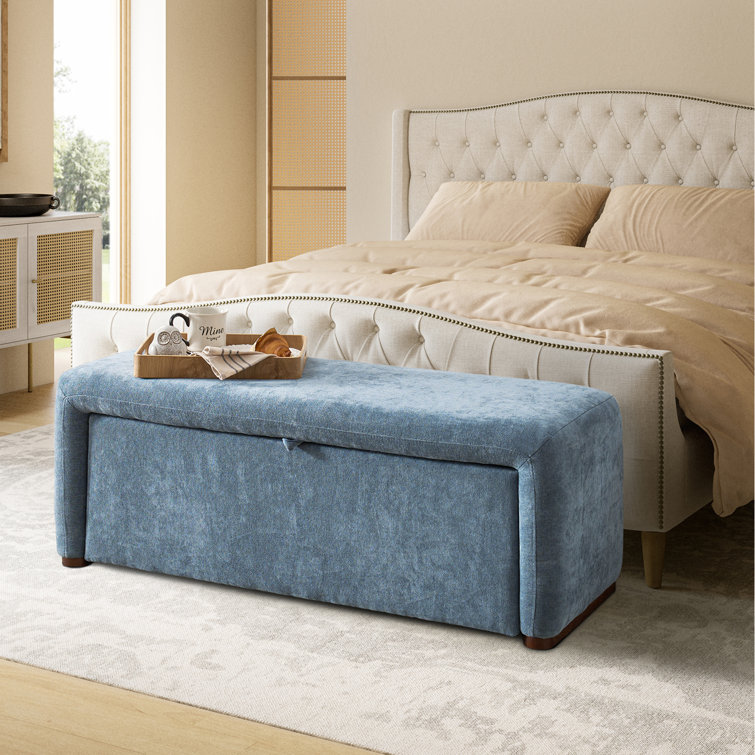 Ivy Bronx Delorise Modern 48.5”W Storage Bench with Solid Wood Legs ...