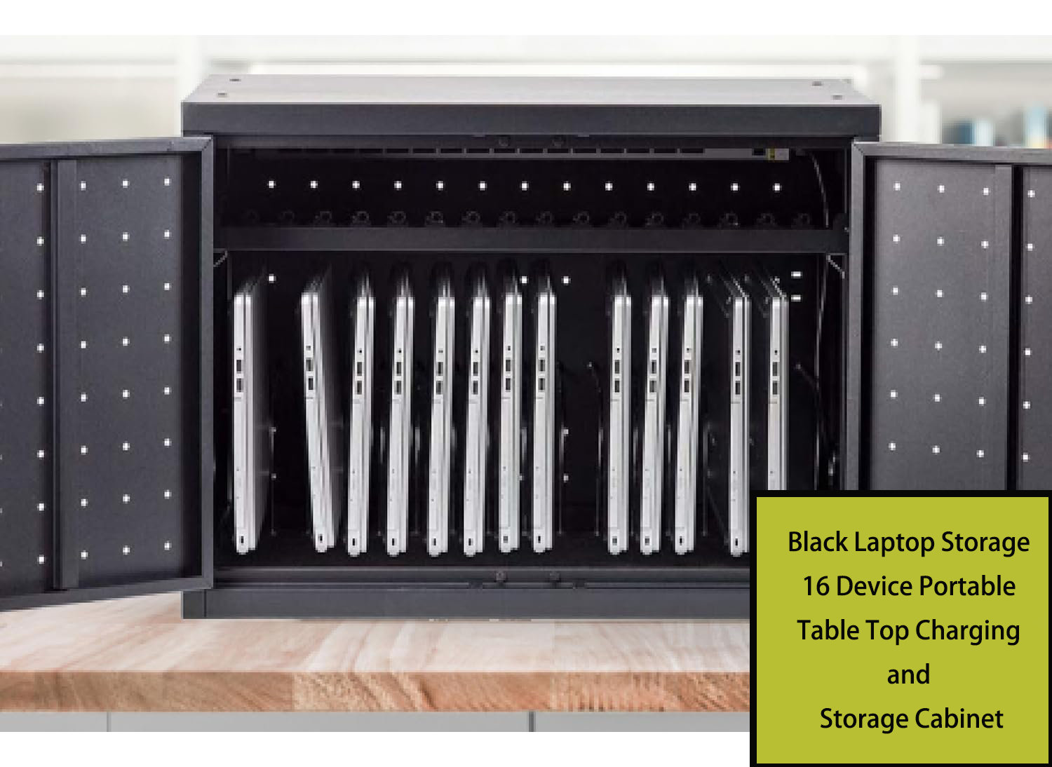 MODVAT Black Laptop Storage 16 Device Portable Table Top Charging and ...