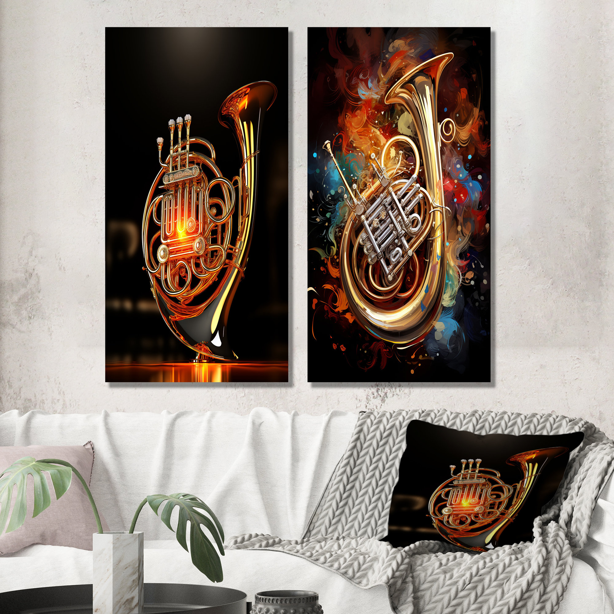 Winston Porter French Horn Flourish Lustrous - Music Wall Decor Set Of ...