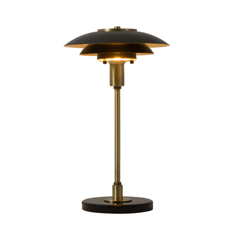 Rancho Mirage Table Lamp - Matte Black & Gold-Leaf Shade, Weathered ...