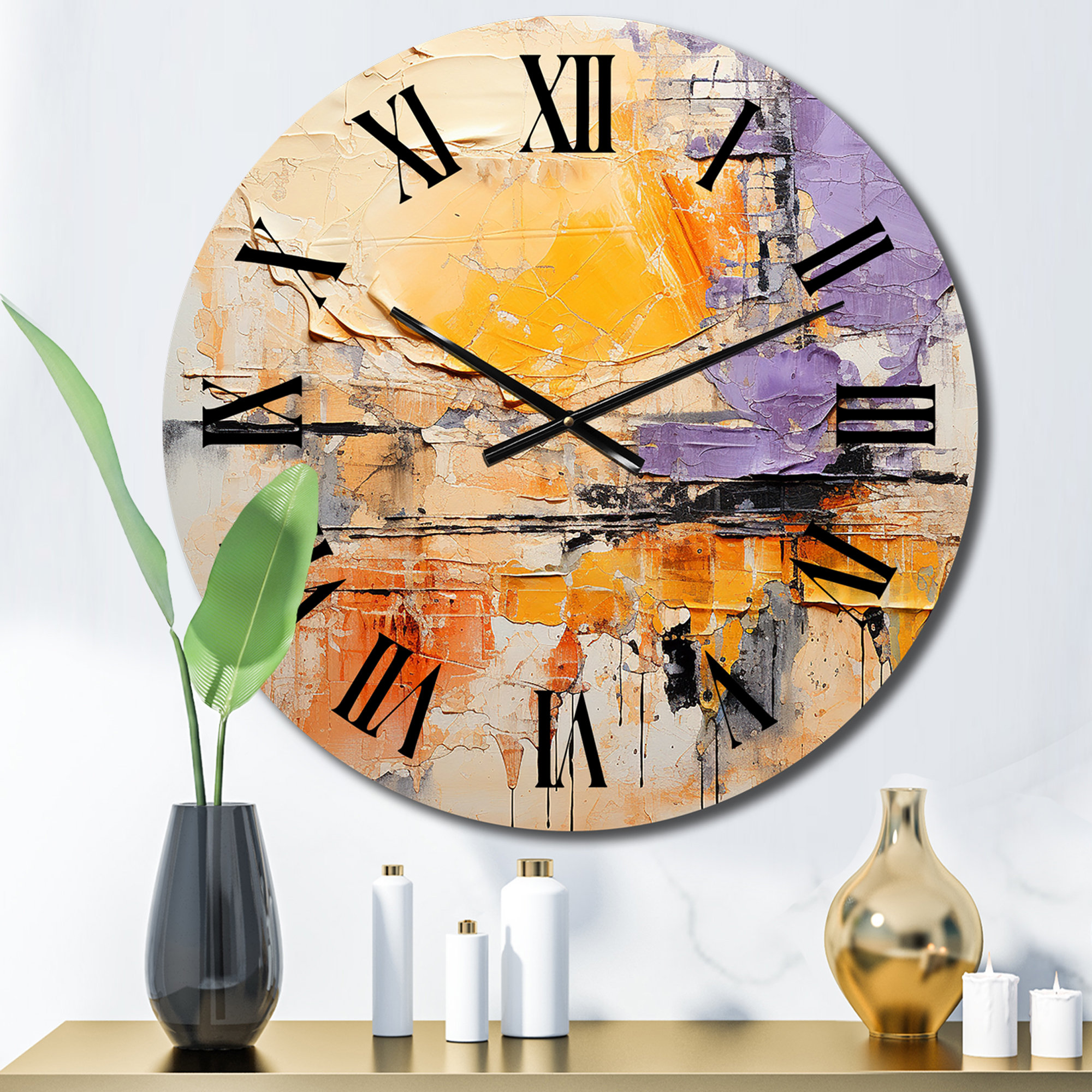 East Urban Home Collage Fusion IX - Abstract Collages Wall Clock | Wayfair