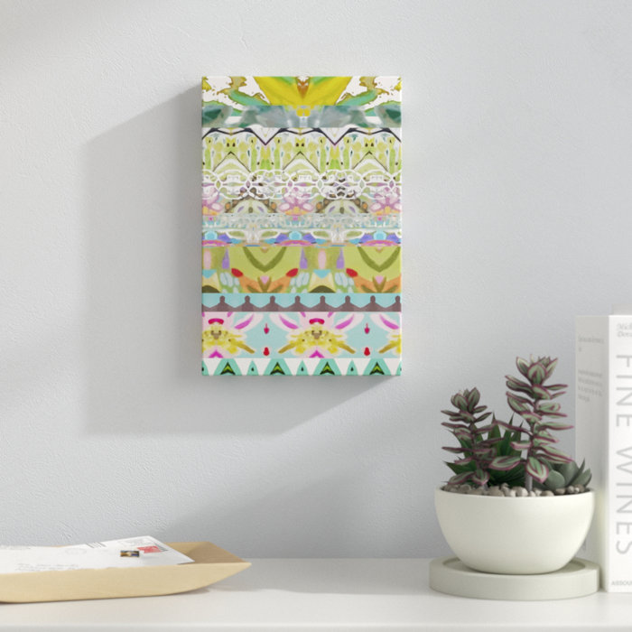 Ebern Designs Border Boho II On Canvas by Karen Fields Painting | Wayfair