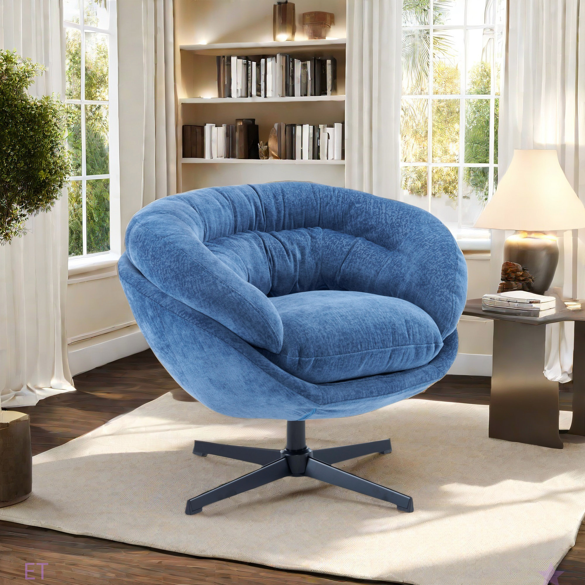 George Oliver Modern Chenille Office Chair, 360° Swivel Accent Chair ...