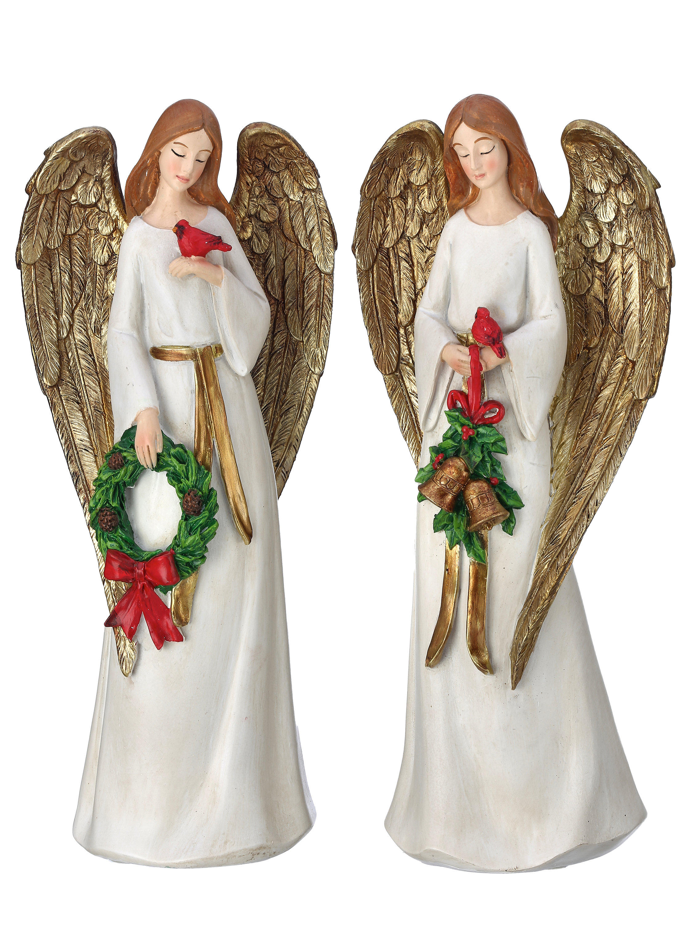 Regency International 2 Piece Angel with Cardinal Wreath and Bells Set ...