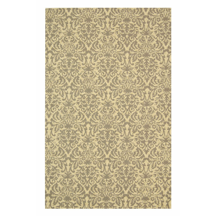 House of Hampton® Ringwood Hand Hooked Wool Pile Damask Rug | Wayfair