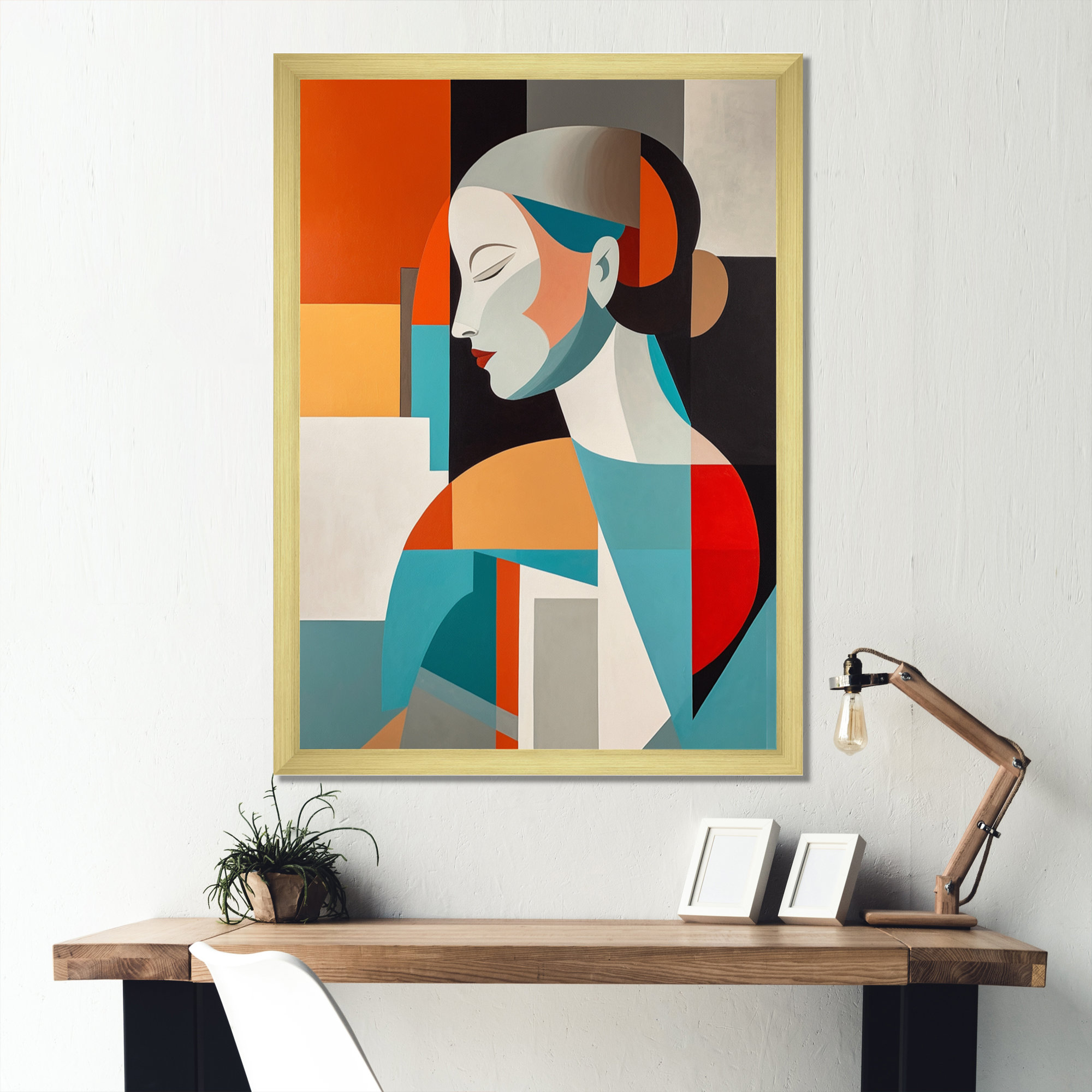 Mercer41 Mid Century Female Portrait Framed On Canvas Print | Wayfair