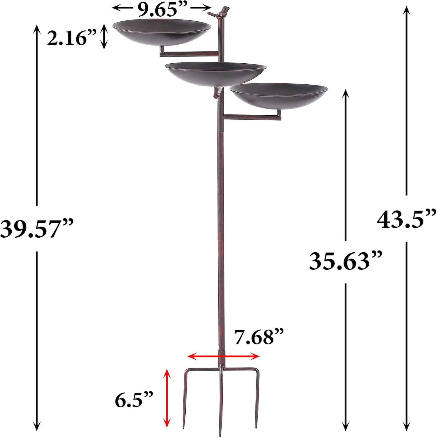 One Allium Way 43" Tall Bird Bath And Feeder Combo 3 Tier Free Standing ...