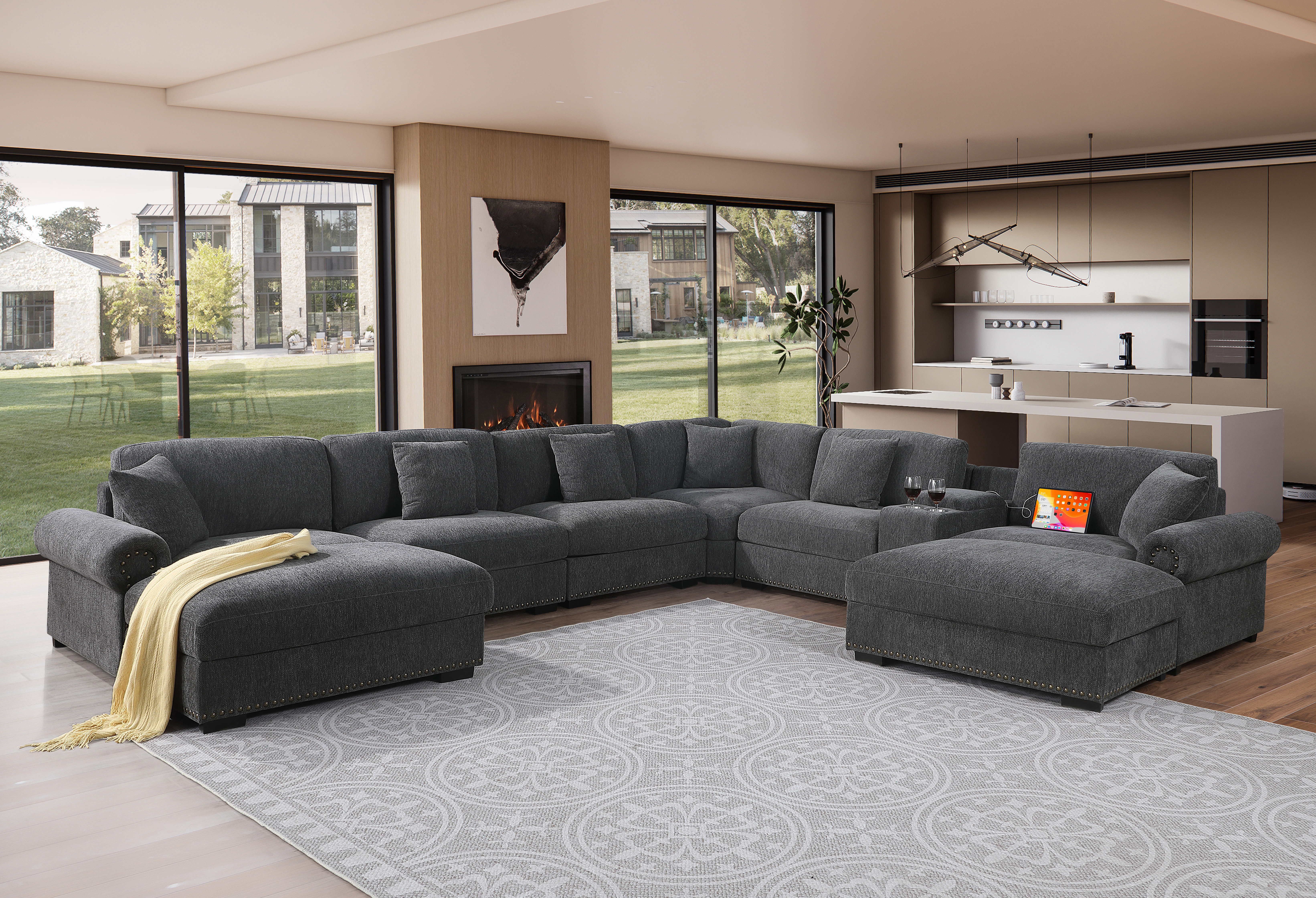 Lark Manor™ Errett Upholstered Performance Fabric 11-piece Corner ...