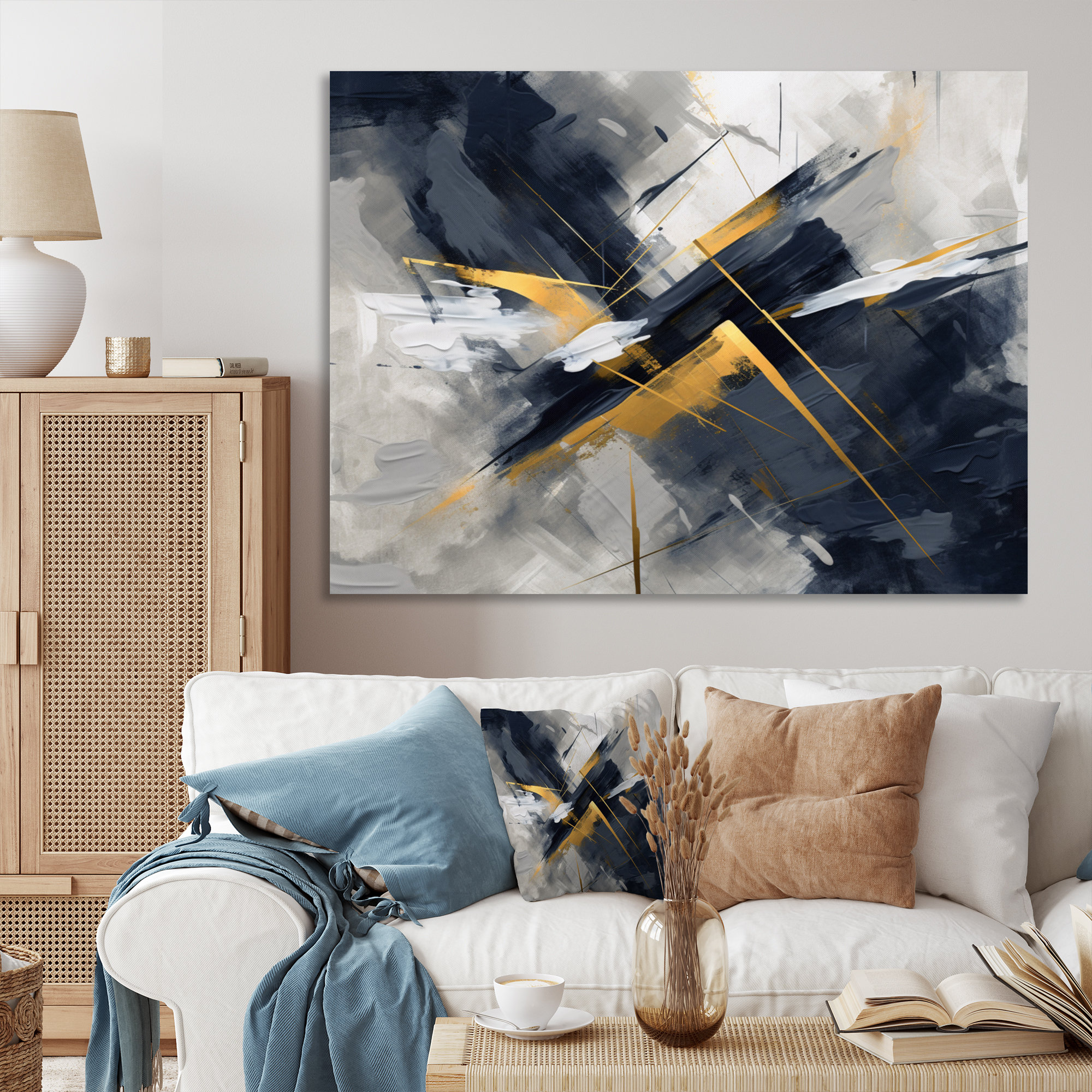 Ivy Bronx Grey and Gold Transcendent Impressions III - Abstract Shapes ...