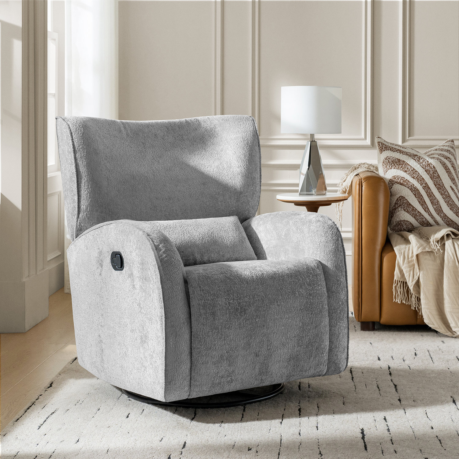 Red Barrel Studio® Medina Modern Oversized Swivel Glider Recliner With ...