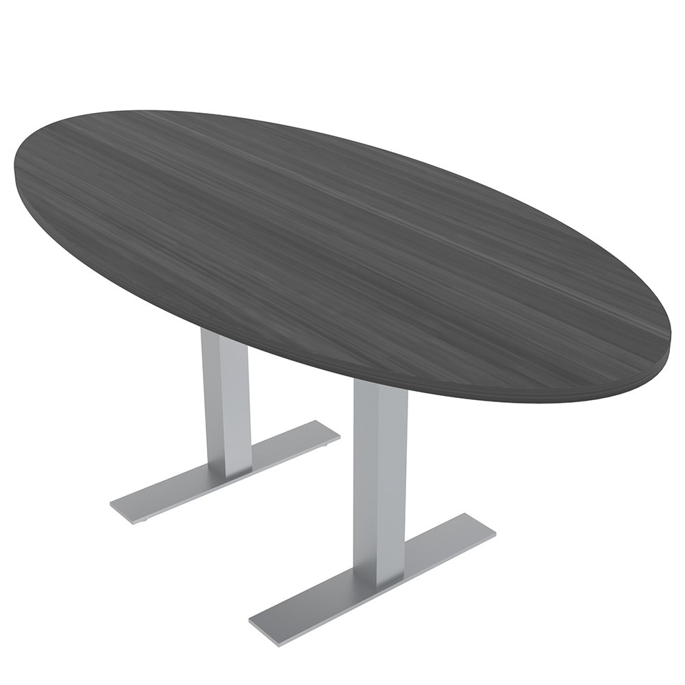 Inbox Zero 6x3 Oval Shaped Conference Room Table with T-Shaped Bases ...