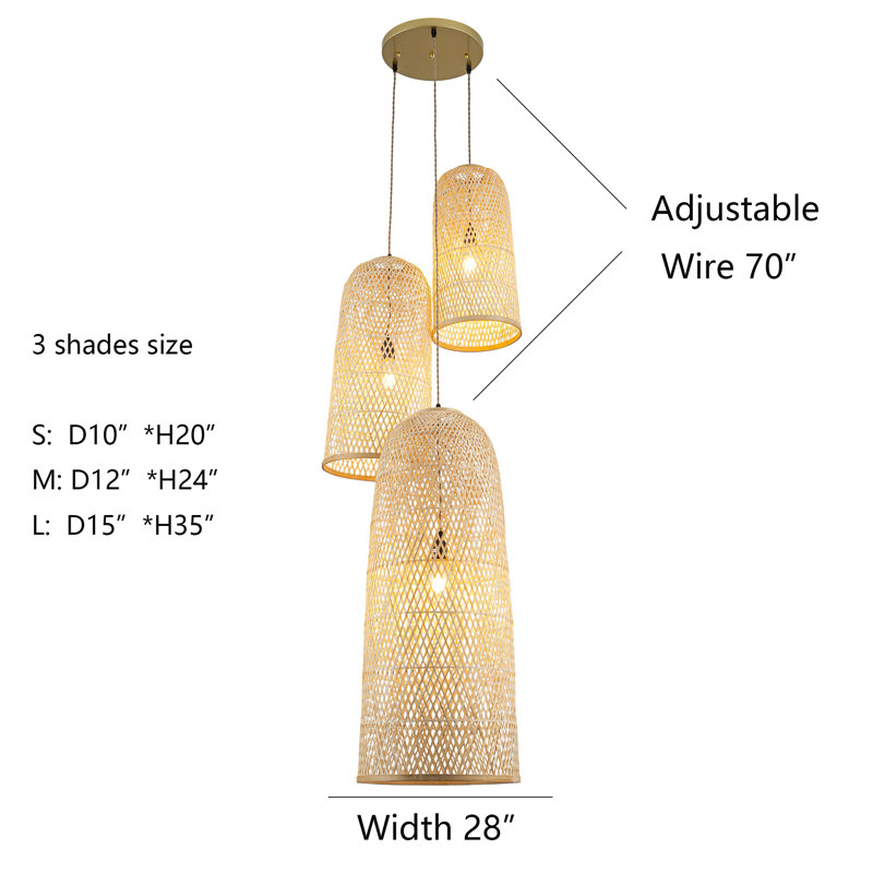 Bayou Breeze Dainna 3-light Natural Cluster Hanging Chandelier Pendant ...