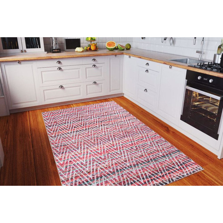 Ebern Designs Pattmon Pink Geometric Polyester Digital Print Decorative ...