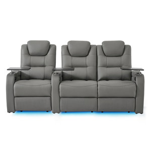 Ivy Bronx Leather Home Theater Seating Dual Power Movie Theater Chairs ...