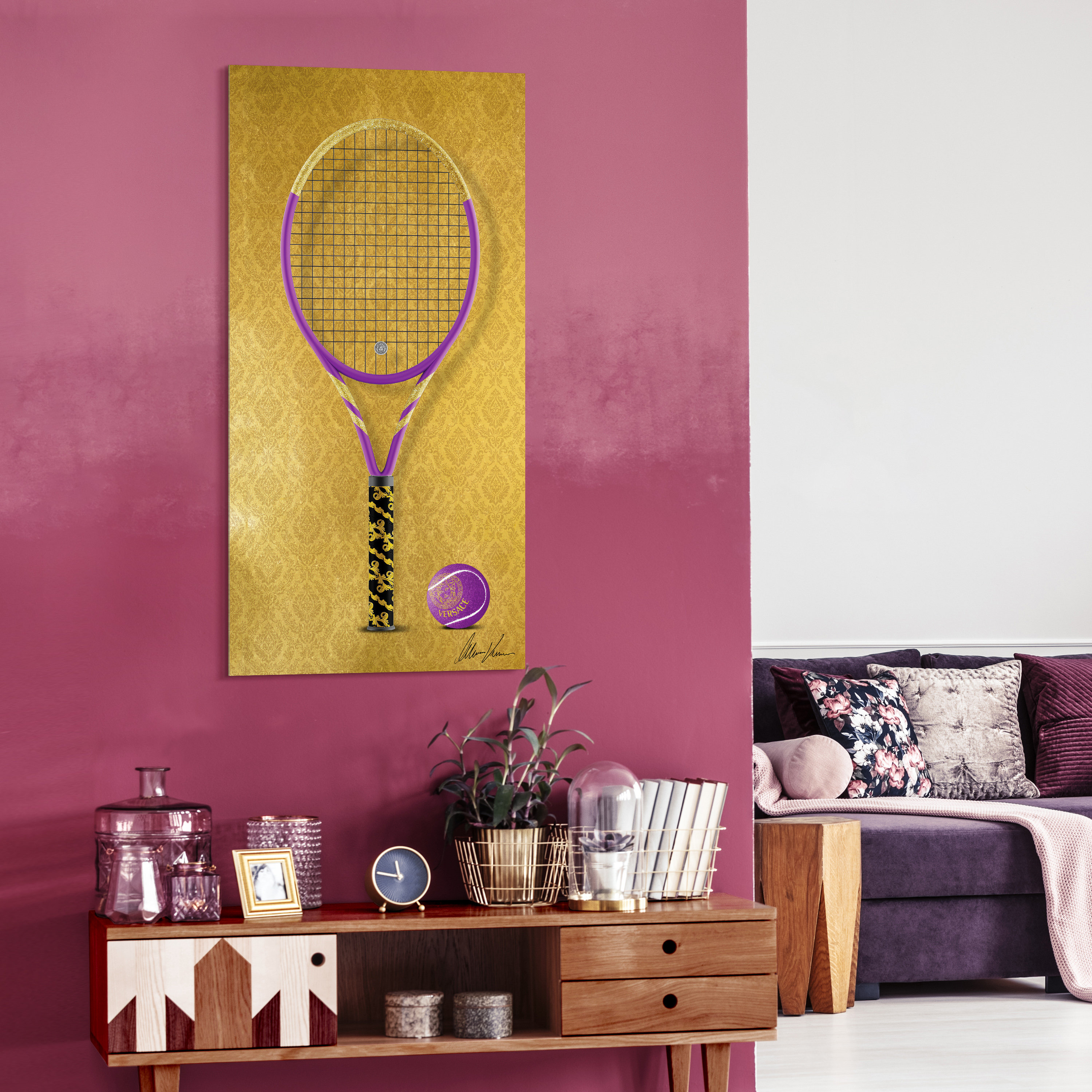 Empire Art Direct "Versace Vibes Racquet" Frameless Free Floating ...