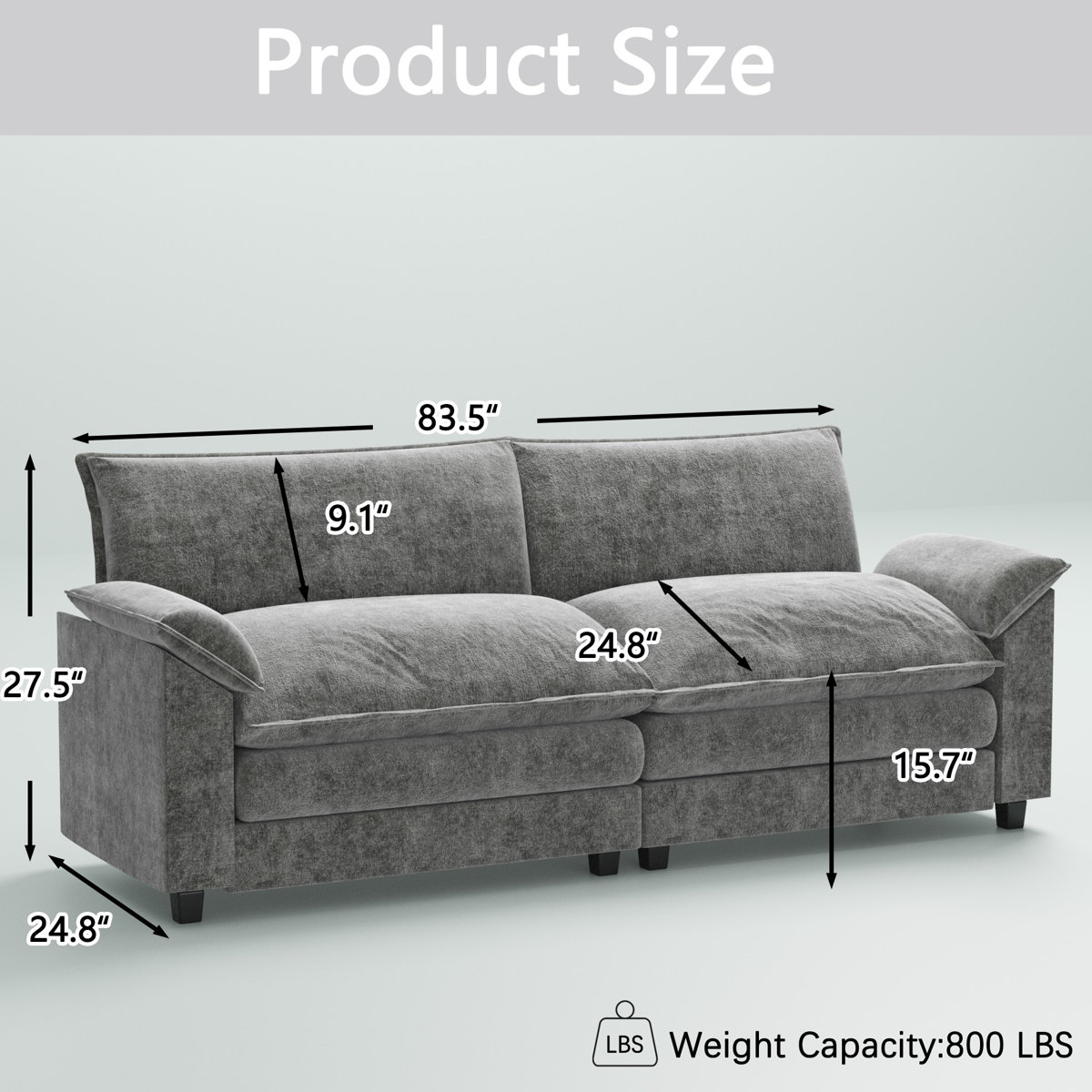 Ebern Designs 83.5" Chenille Modern Sectional Couch Sofas for Living ...