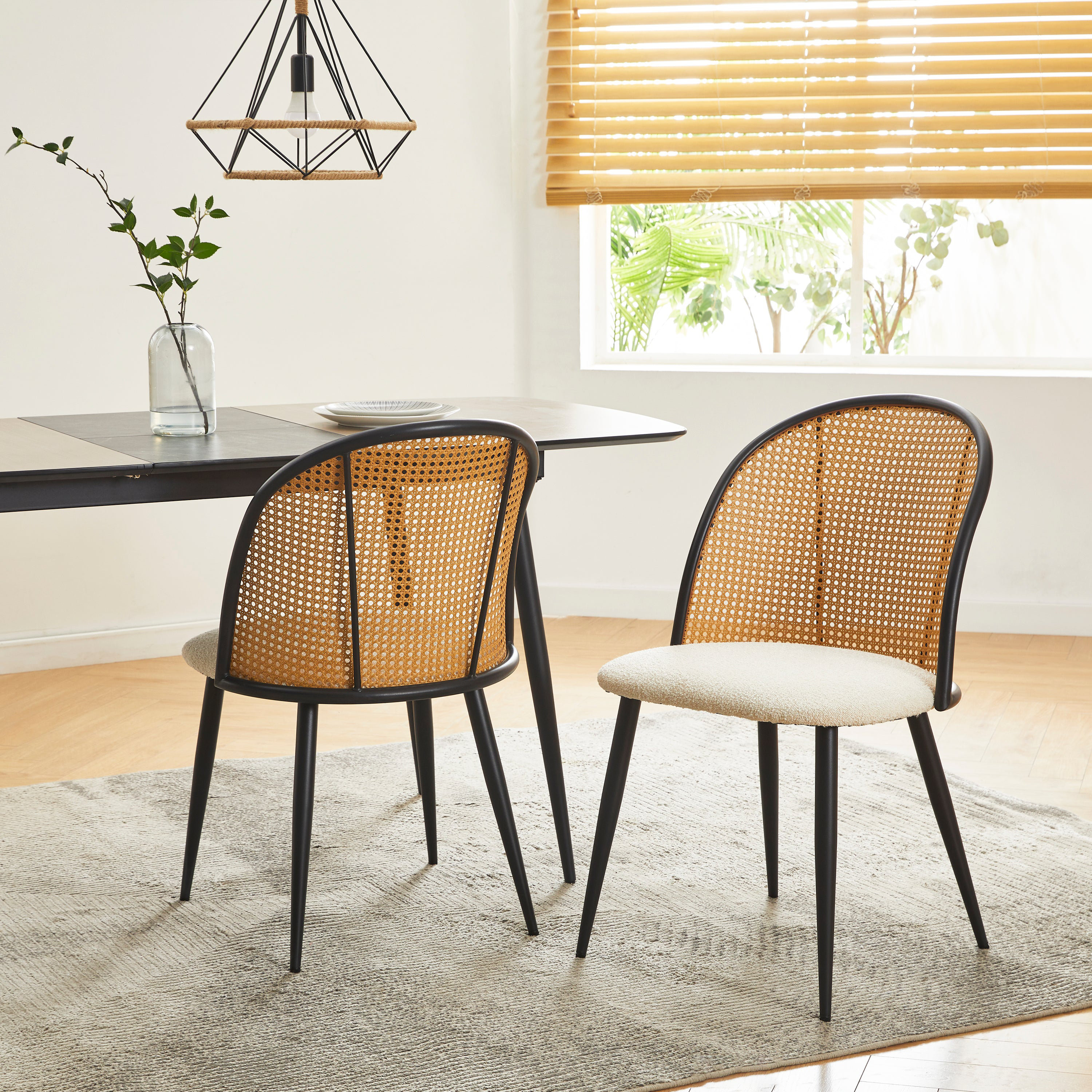 Bayou Breeze Mid-Century Modern Teddy Fabric Metal Frame Dining Chair ...