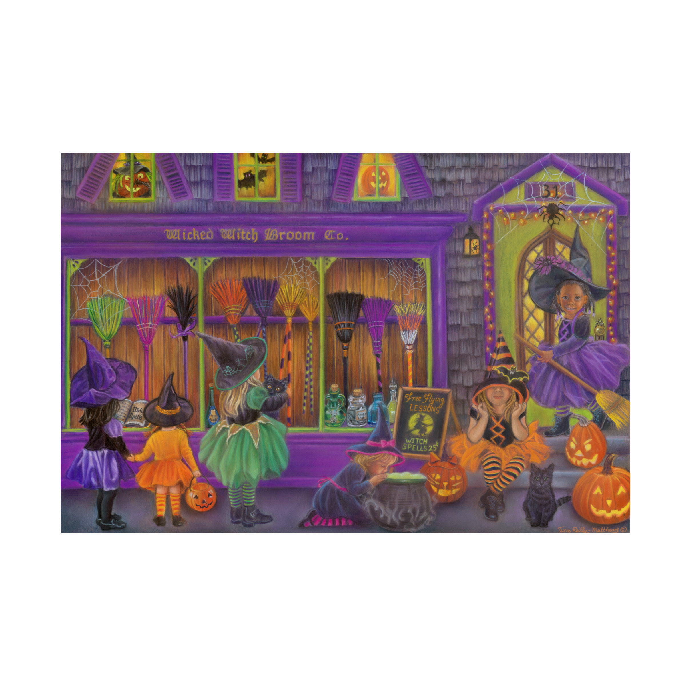 The Holiday Aisle® Witch Broom Shop On Canvas by Tricia Reilly Matthews ...