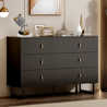 Ebern Designs Black 6 Drawer Dresser For Bedroom, Large Double Dresser ...