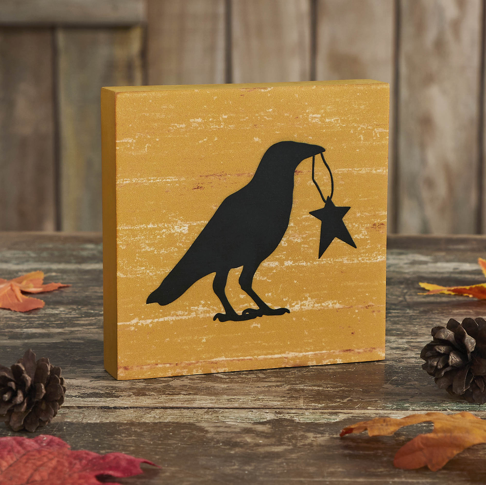 Gracie Oaks Prim Star Raven Mustard Base MDF Sign 5x5 | Wayfair