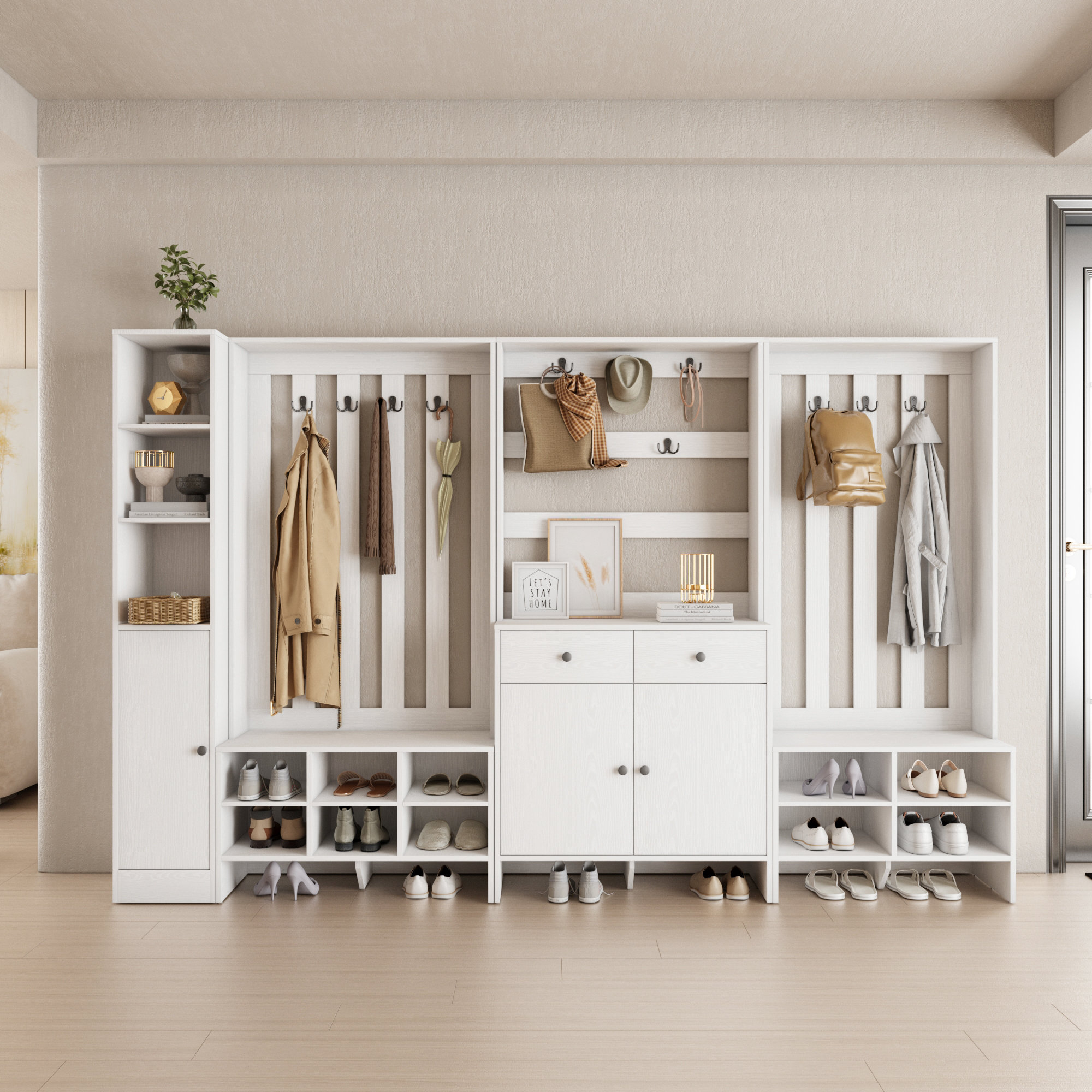 Hokku Designs 30 Pair Shoe Cabinet With Drawers, Entryway Shoe Storage ...