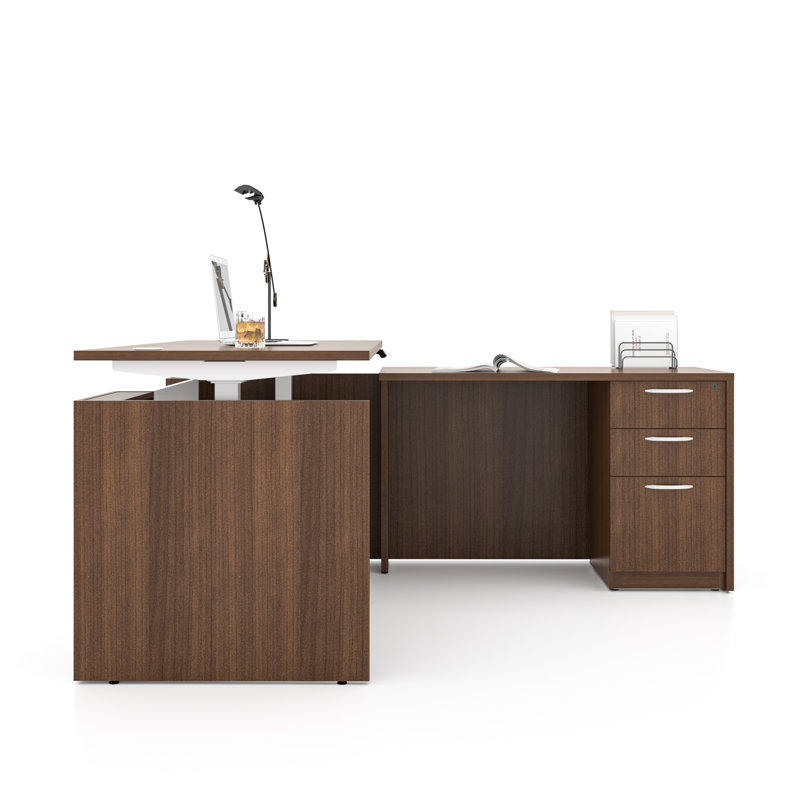 Inbox Zero Nishad L-Shaped Adjustable Height Executive Standing Desk ...